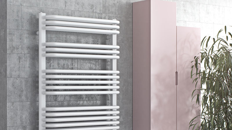Curved White Heated Towel Rails